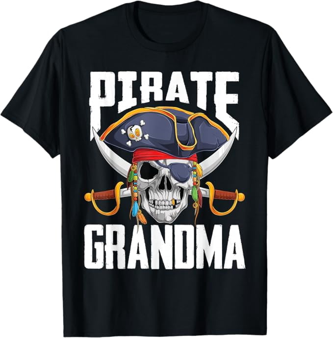 Family Skull Pirate Grandma Jolly Roger Crossbones Flag T-Shirt ...