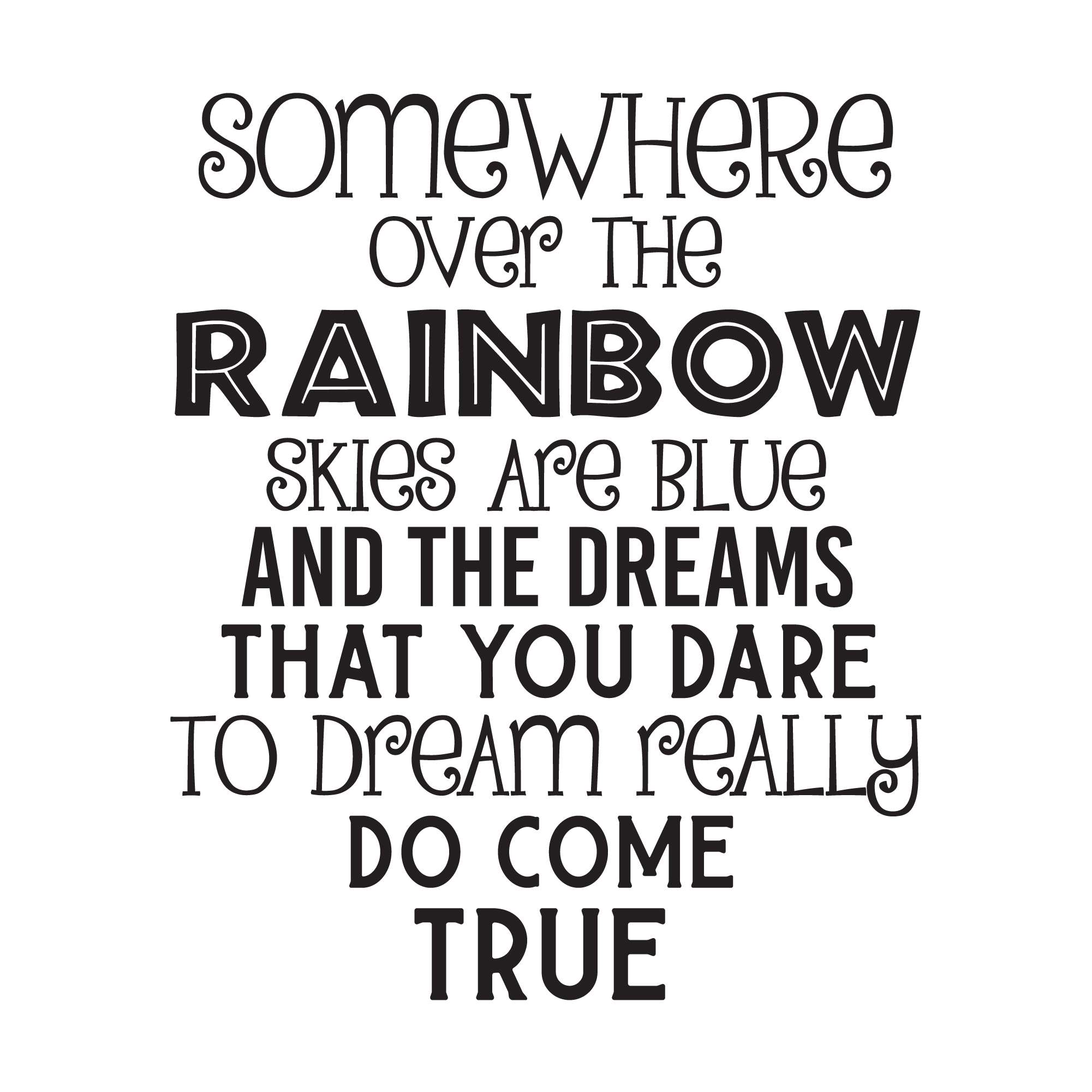 Family Somewhere Over The Rainbow Uplifting Quote Wall Decal Decoration ...