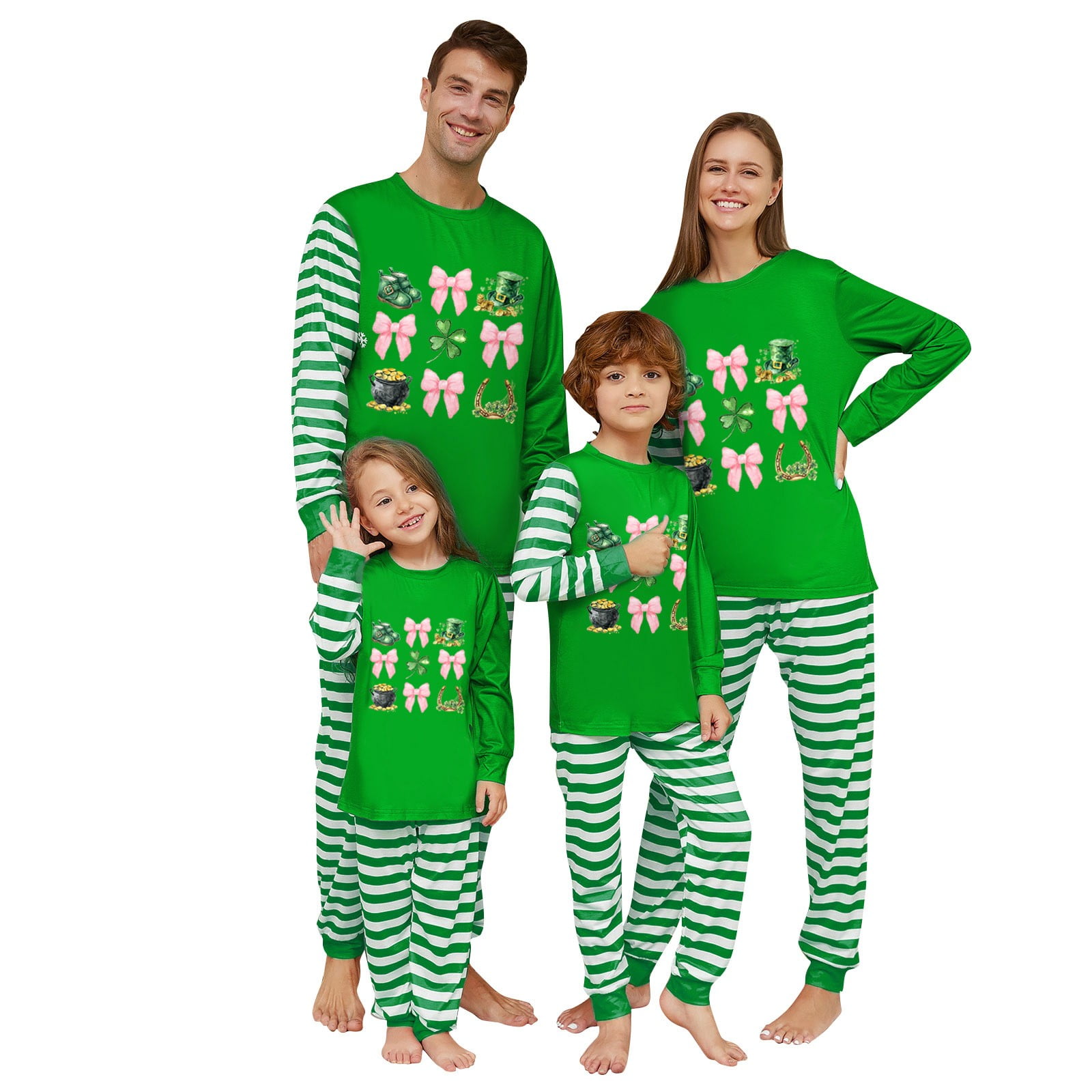 Family St Patrick Pajamas Shamrock Print Cute Family Set Pajamas, Home ...