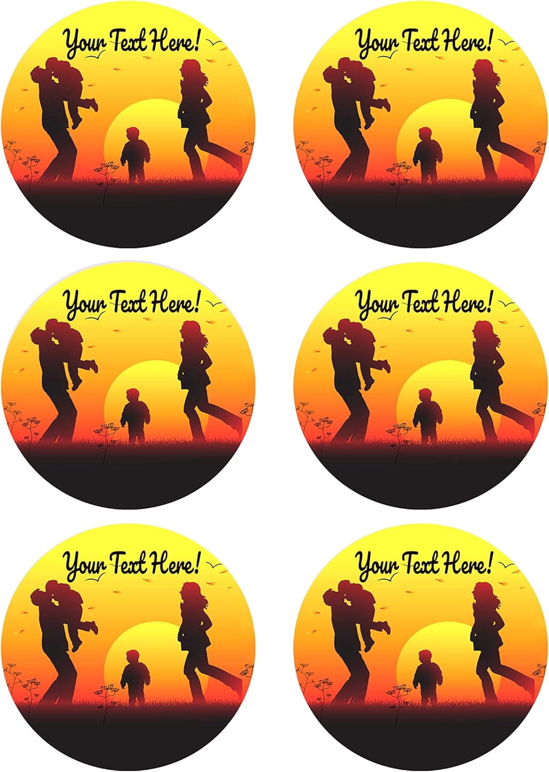 Family Sunset - Edible Cupcake Toppers - 3.25" cupcake (6 pieces/sheet ...