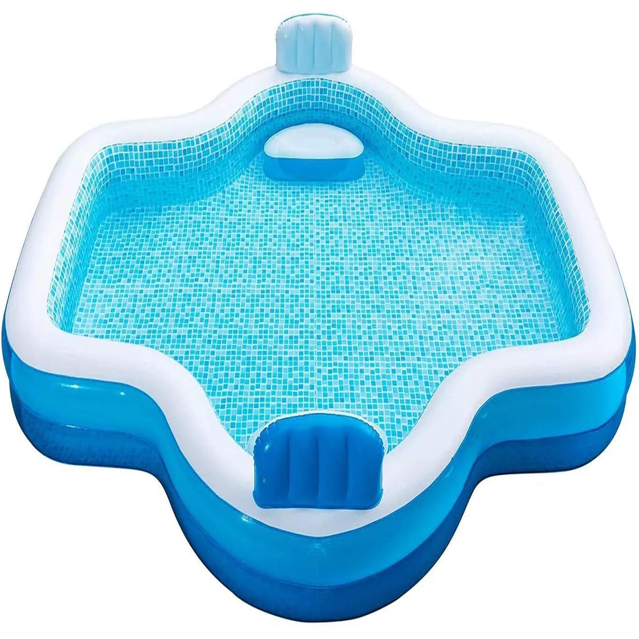 Family Swimming Pool Kiddie Pool 10 Feet Long 2 Inflatable Seats with ...