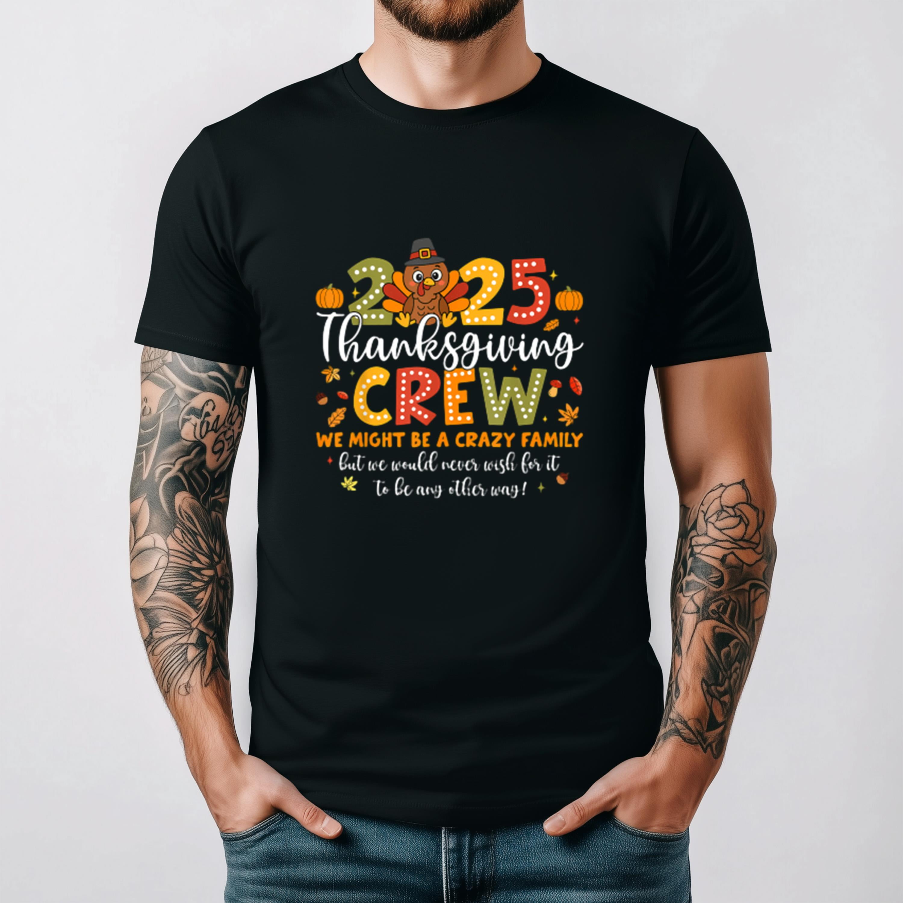 Family Thanksgiving Crew 2025 Turkey Matching Holiday Graphic Unisex T ...