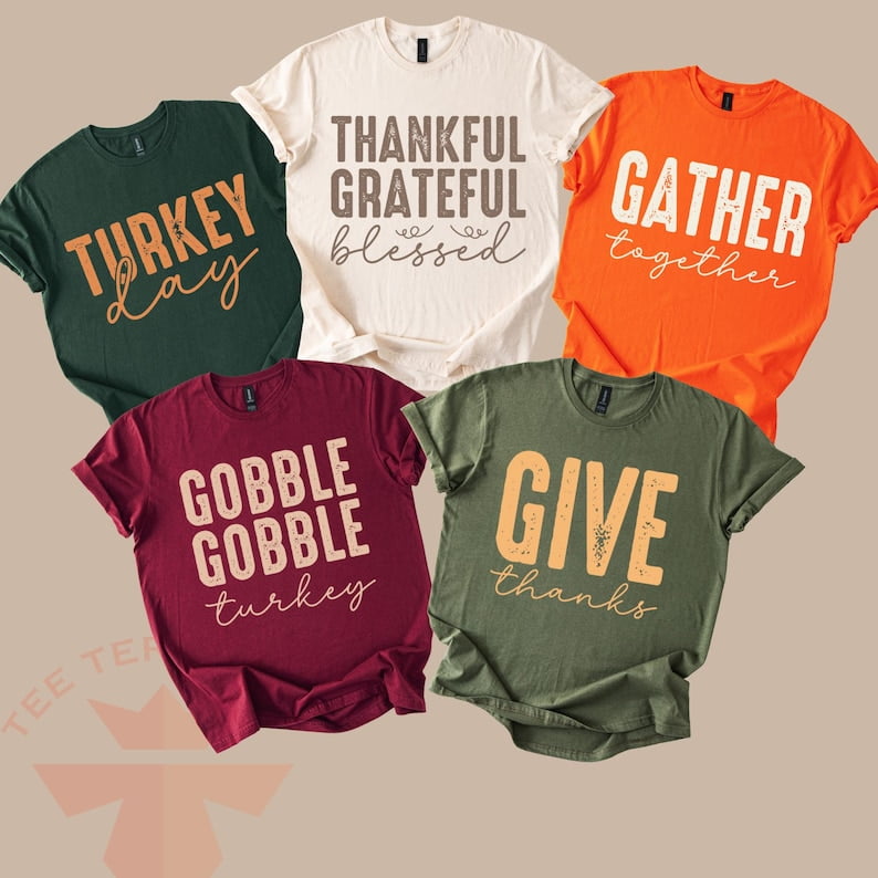 Family Thanksgiving Shirts, Matching Holiday Crewneck, Give Thanks Tee ...