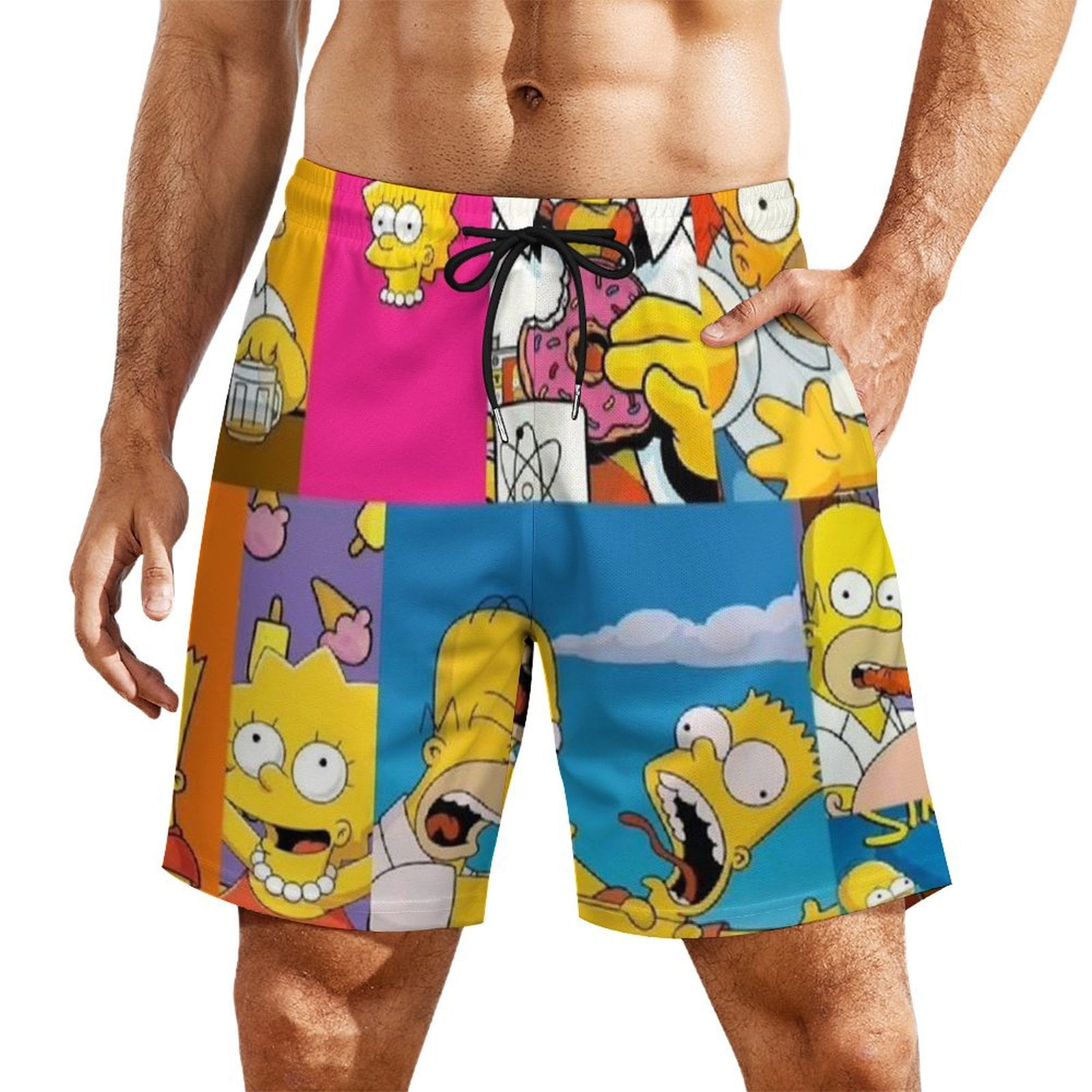 Family The Simpsons Men's Board Shorts Swim Trunks Quick Dry Beach Short Summer Swim Shorts ...