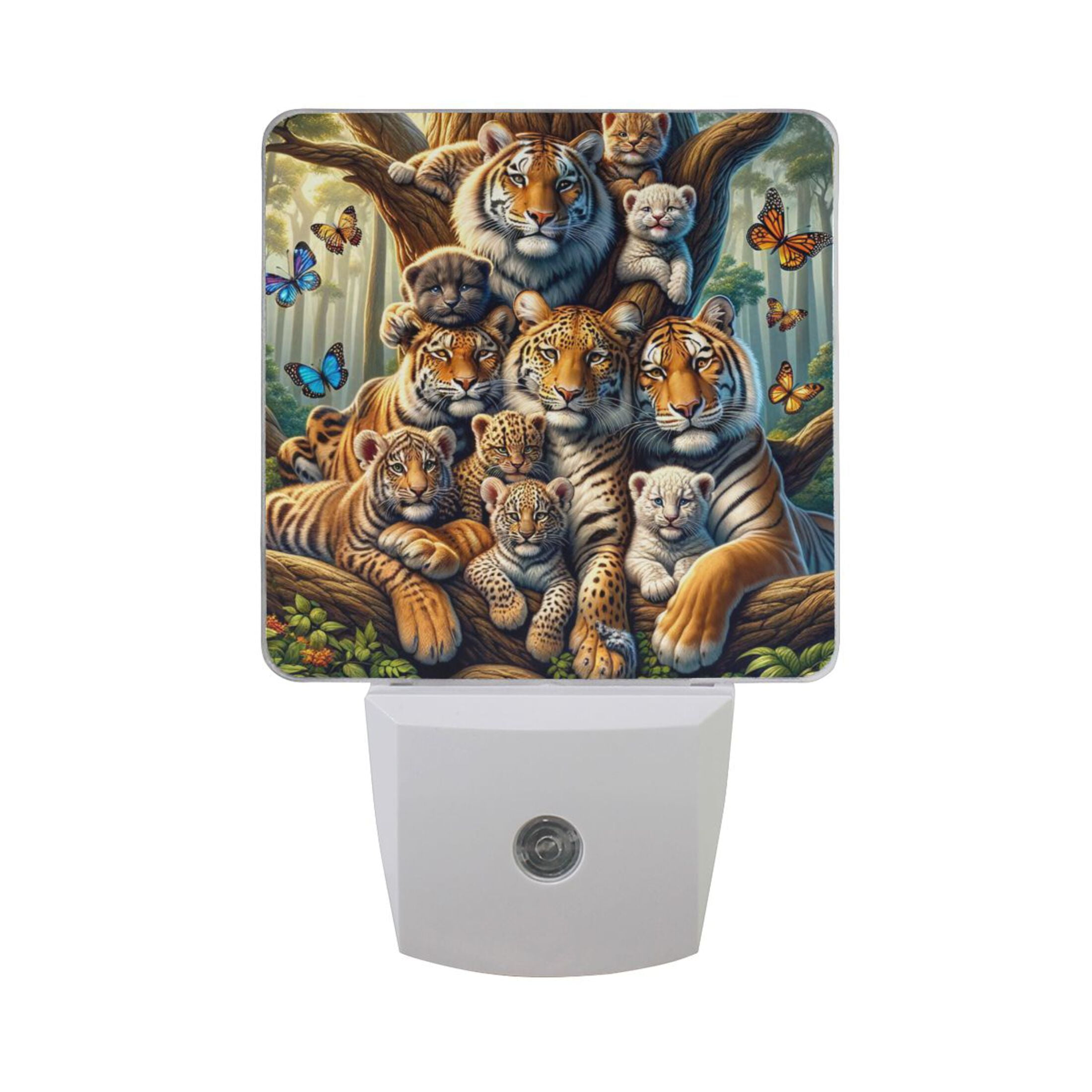 Family Tigers and Leopards Night Light 2 Pack LED Nightlight Plug into ...