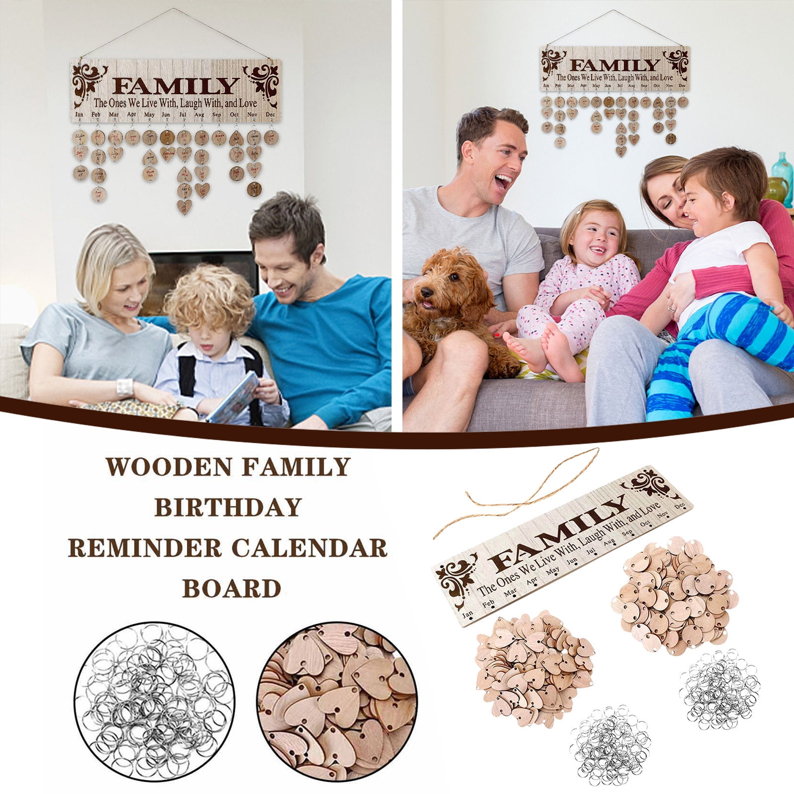 Family Tree Birthday Reminder Board, Wooden Family Birthday Tracker ...