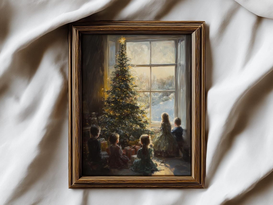 Family Tree Cozy Winter Wall Art, Unframed Paper Print Size 24x36 ...