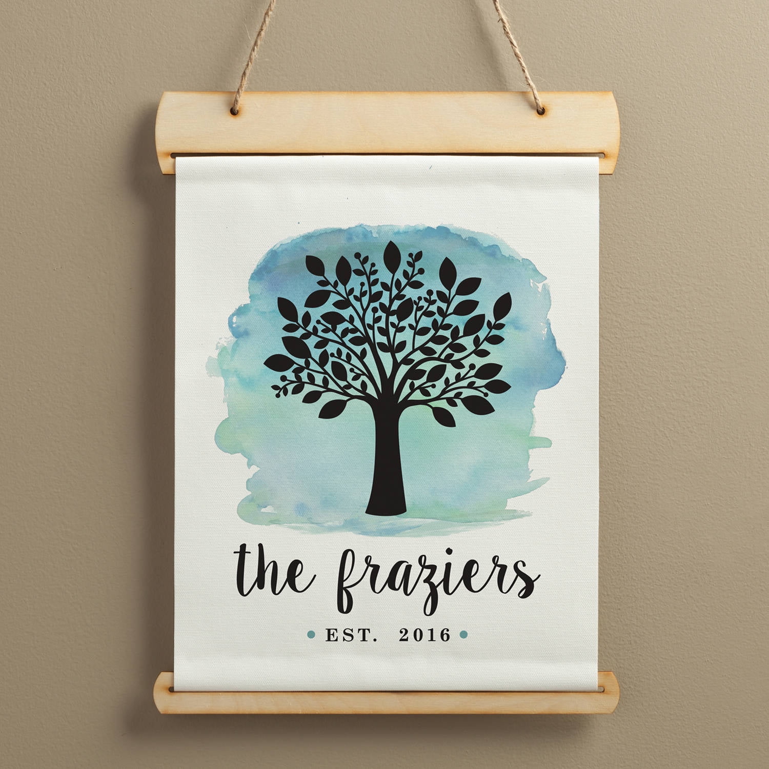 ONLINE Family Tree Personalized Hanging Canvas Banner with Jute Twine ...