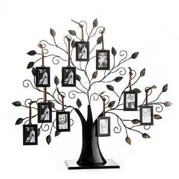 Family Tree Metal Collage Standing Display with 10 Hanging Photo Frames ...
