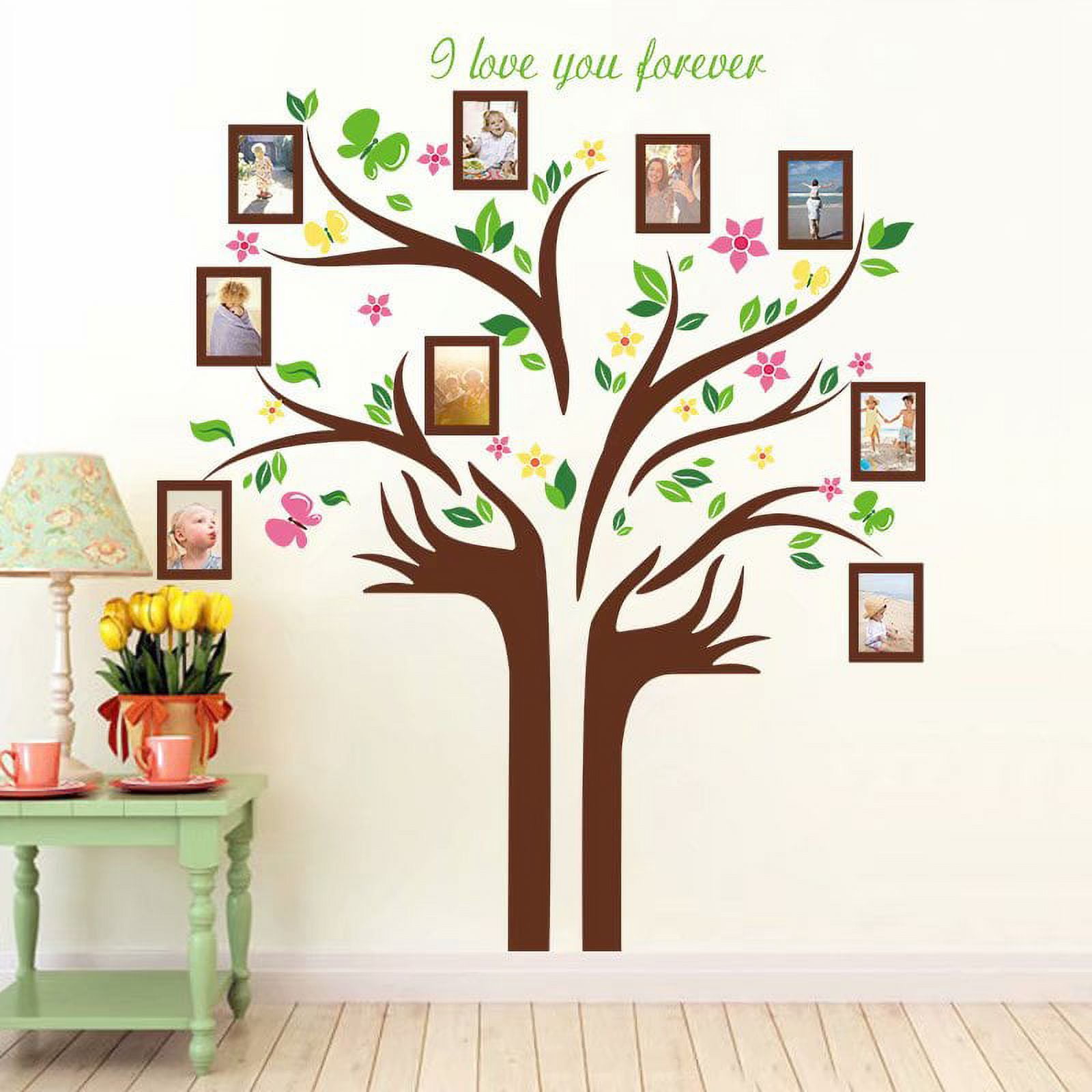 Family Tree Wall Decal - Tree Branches Decoration Wall Sticker with 9 ...
