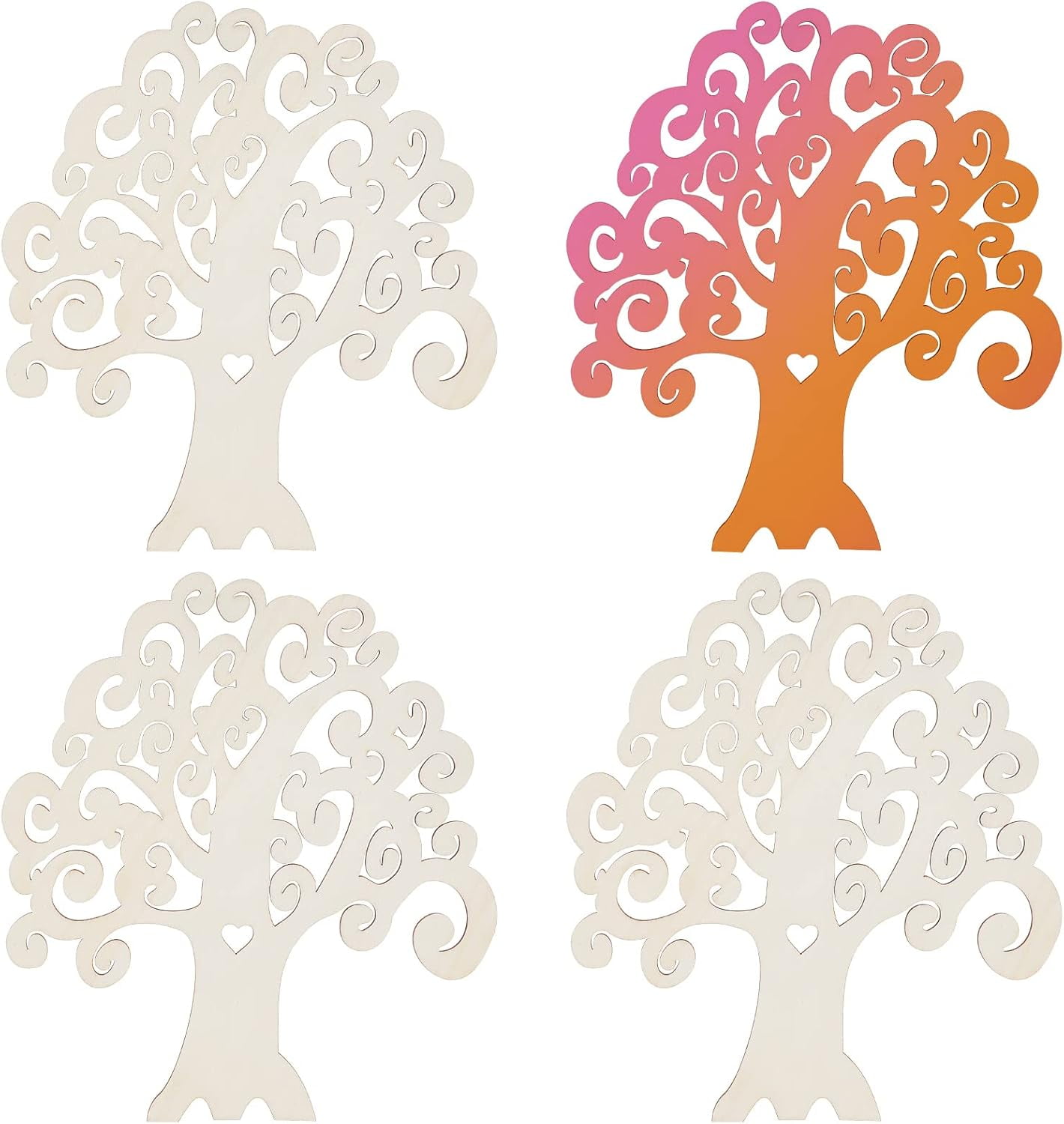 Family Tree Wood Cutout Blank Wooden Tree Shape for DIY Crafts Wheat ...