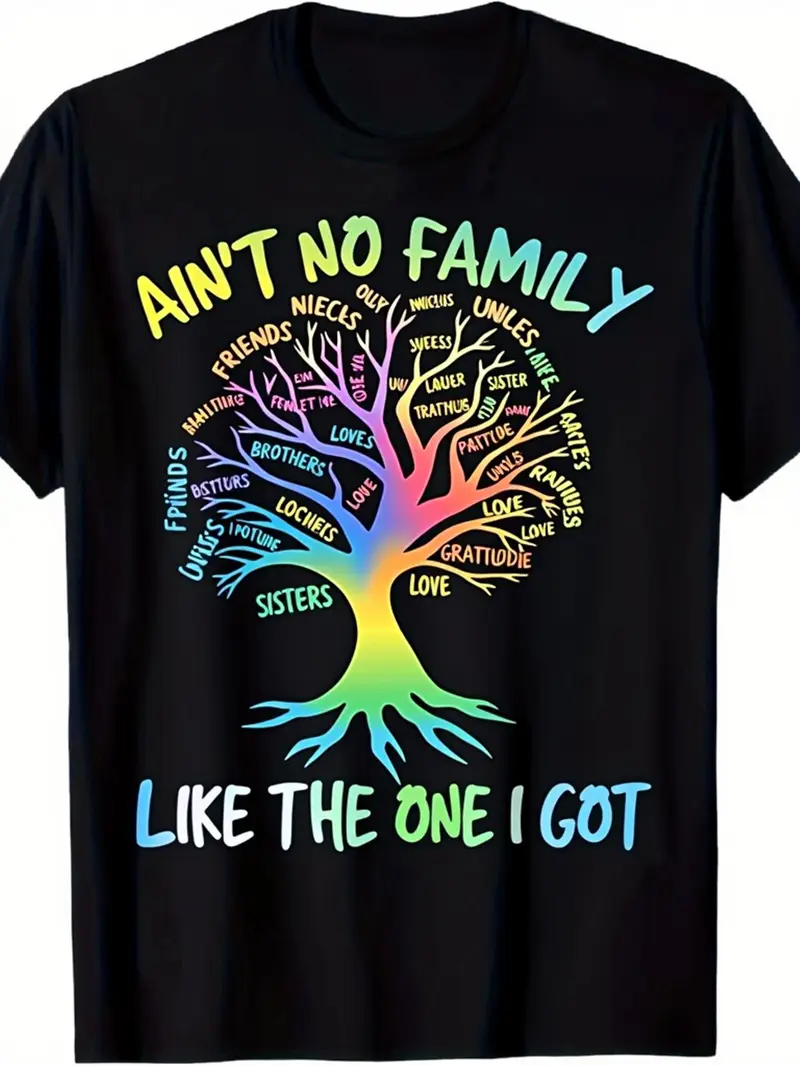 Family Tree of Life Rainbow Graphic T-Shirt for Men Women Short Sleeve ...