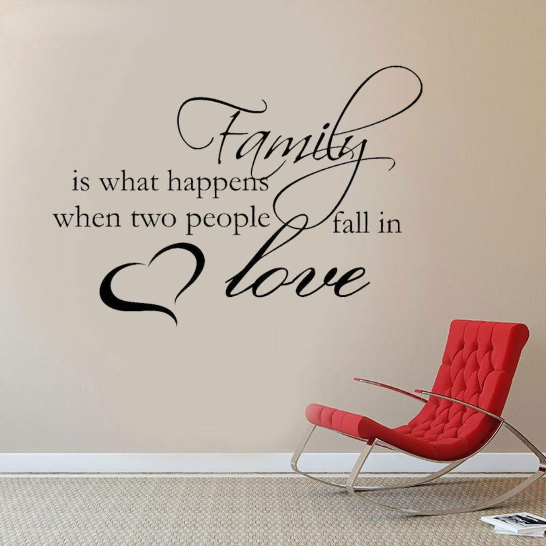 Family Two People Fall In Love Quote Vinyl Cut Wall Sticker Art Home ...