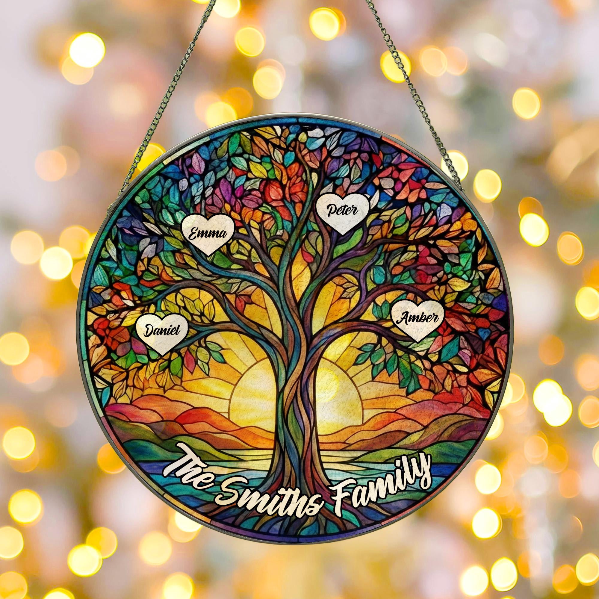 Family Unbreakable Bond Tree Of Life Personalized Stained Glass Window ...