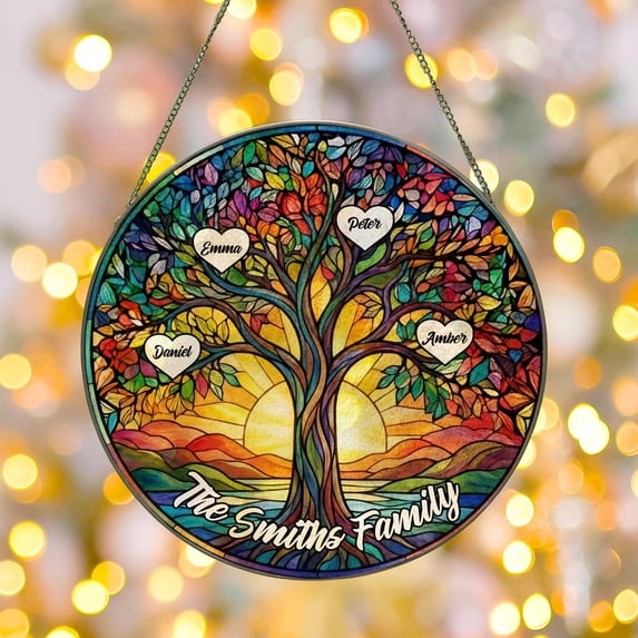 Family Unbreakable Bond Tree Of Life Personalized Stained Glass Window ...
