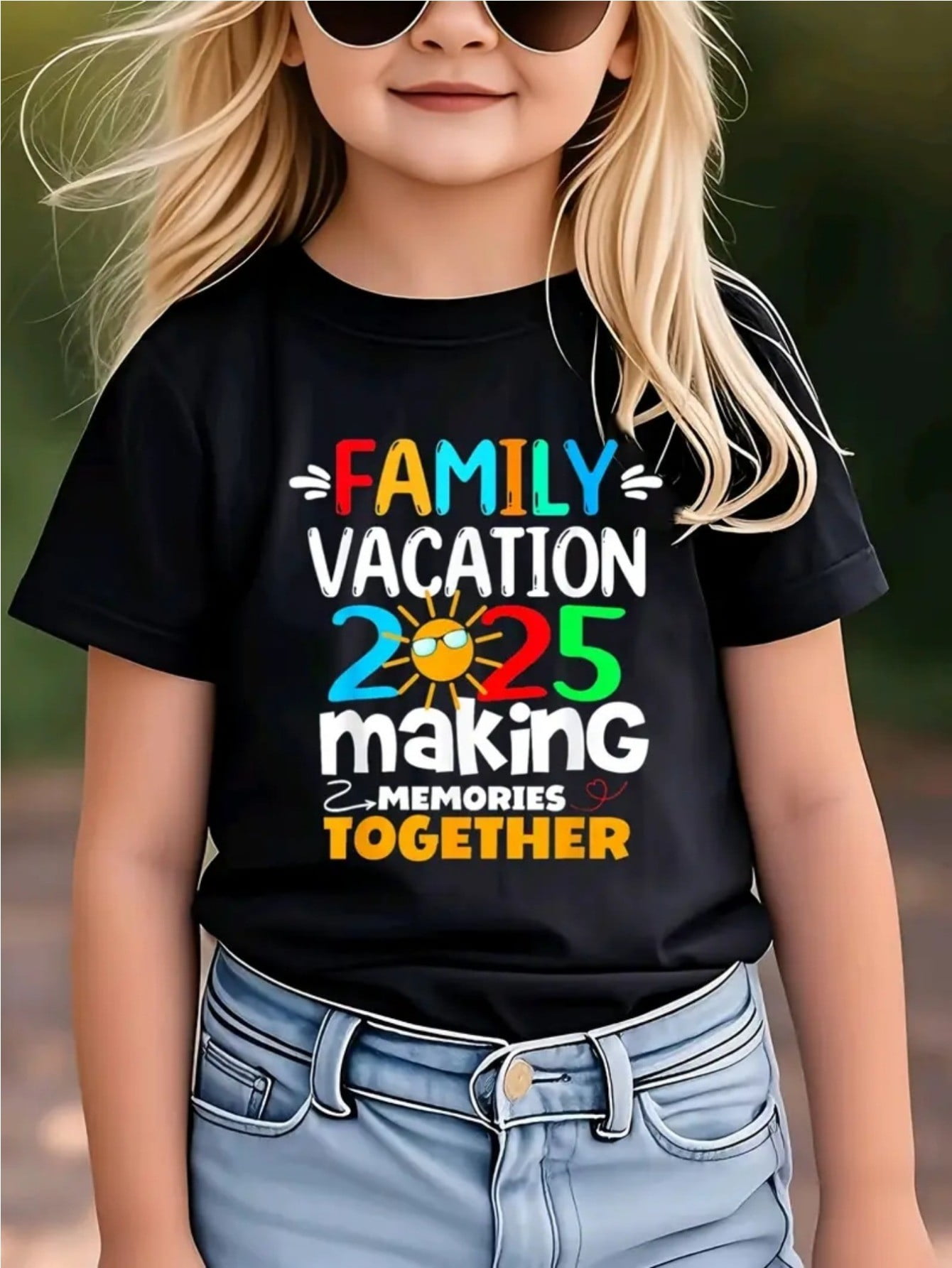 Family Vacation 2025 Making Memories Together" Cute Cartoon Sun ...