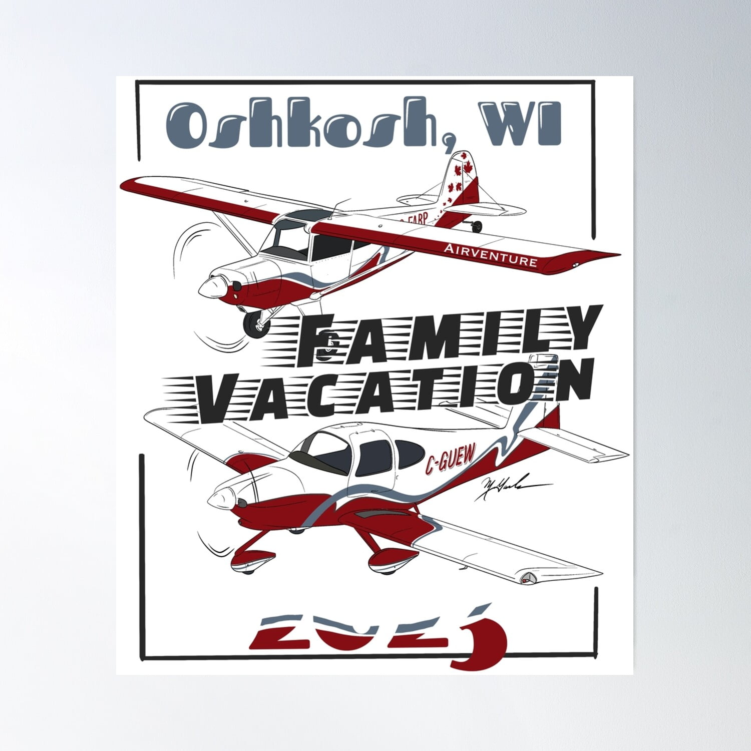 Family Vacation Oshkosh Adventure Poster Wall Art, Modern Wall Decor ...