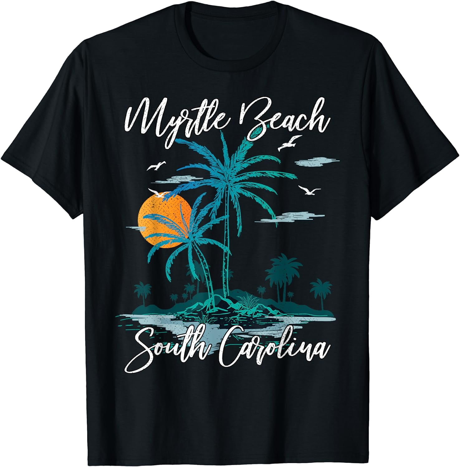 Family Vacation Retro Sunset South Carolina Myrtle Beach T-Shirt ...