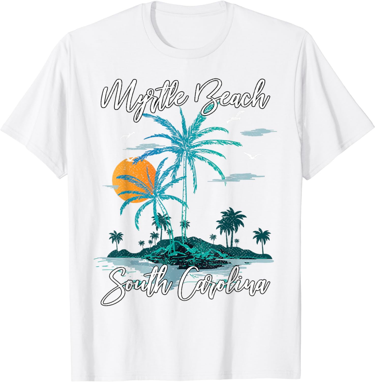 Family Vacation Retro Sunset South Carolina Myrtle Beach T-Shirt ...