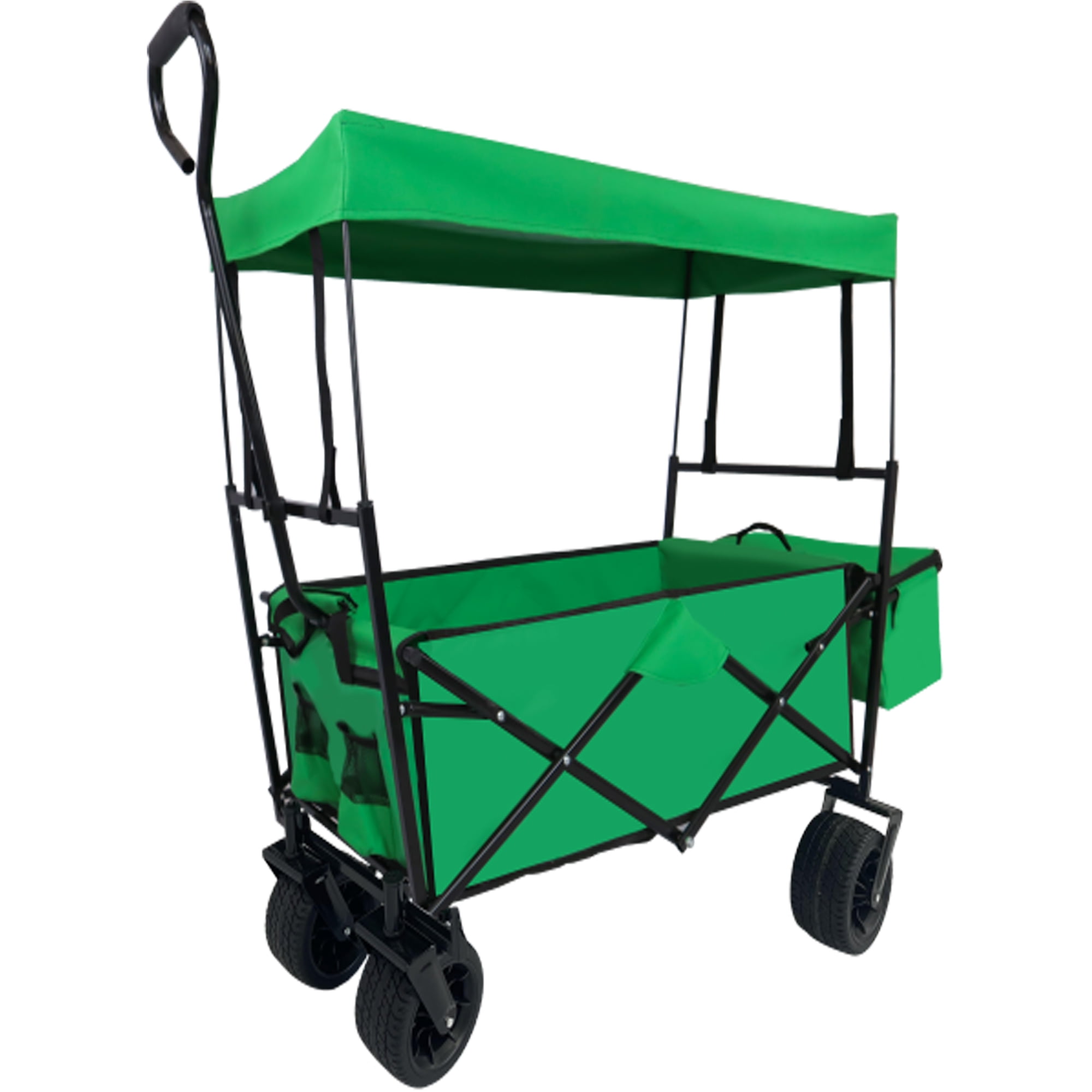 Family Wagon with Canopy Collapsible Kids Wagon Cart Folding Utility ...