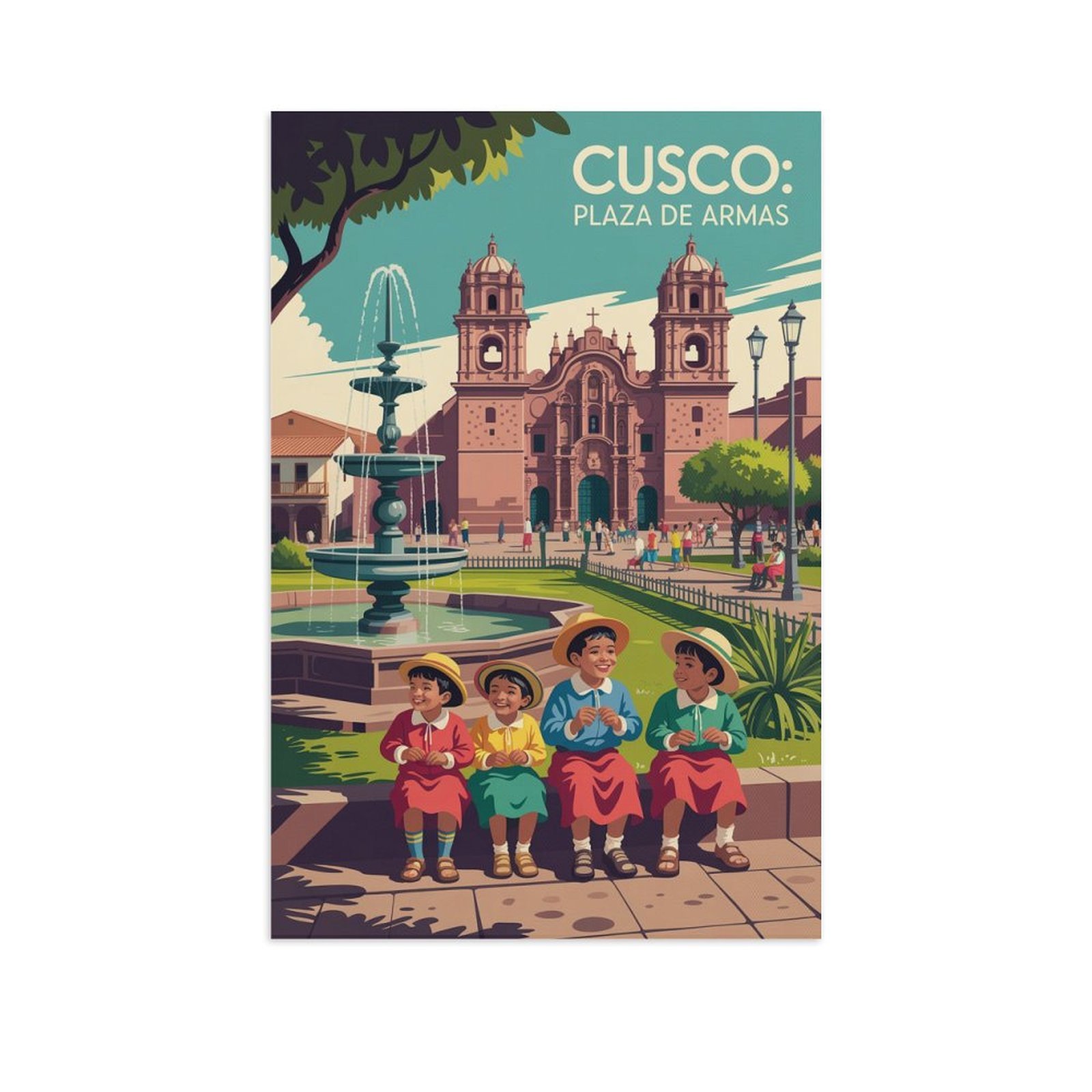 Family Wall Art Plaza De Armas Cusco Peru Retro Travel Poster Cultural ...