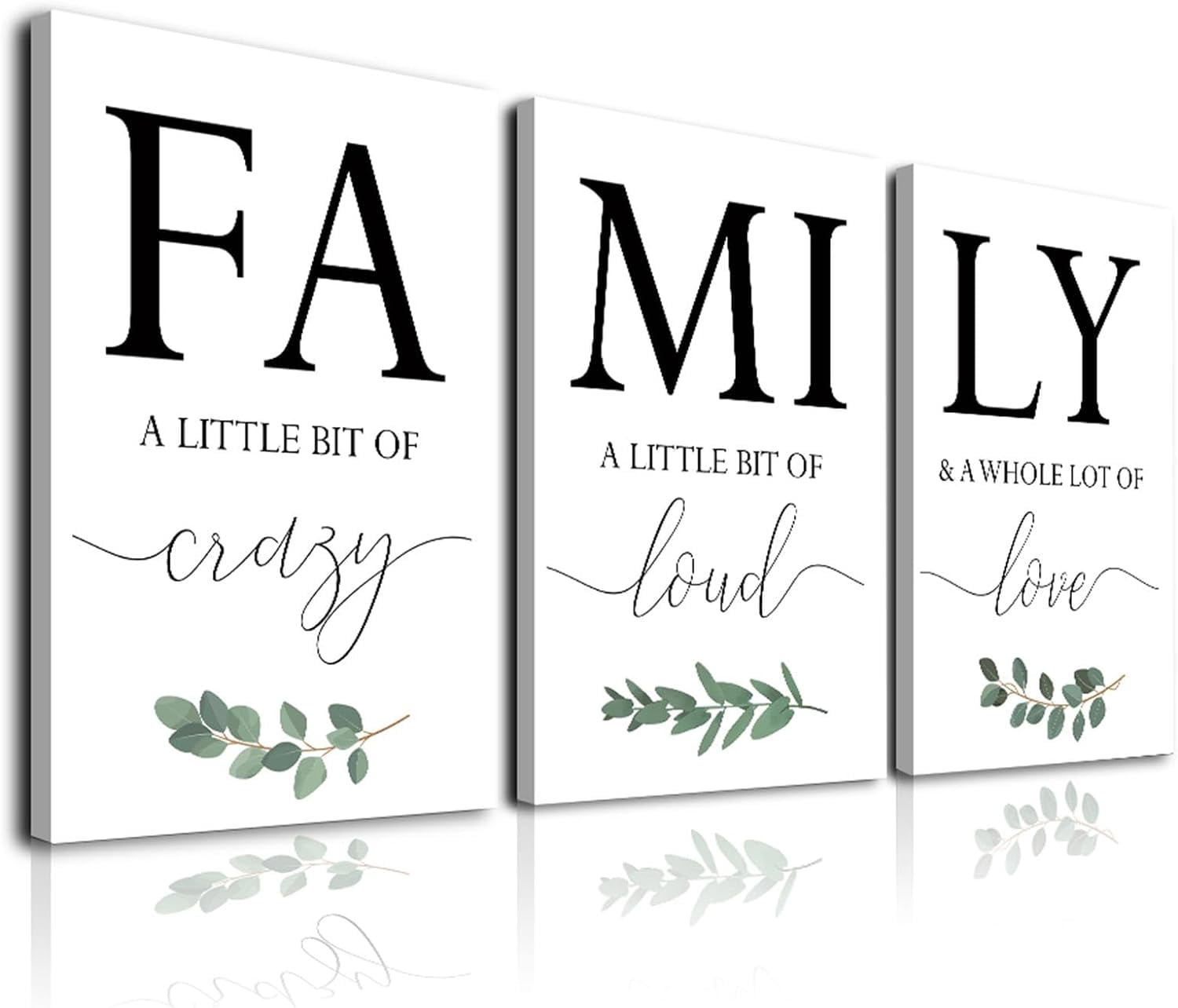 Family Wall Decor Set of 3, Farmhouse Family Wall Art with Botanical ...