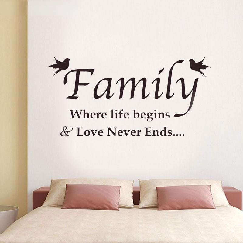 Family Wall Quote Sticker Where Life Begins & Love Never Ends Decal ...