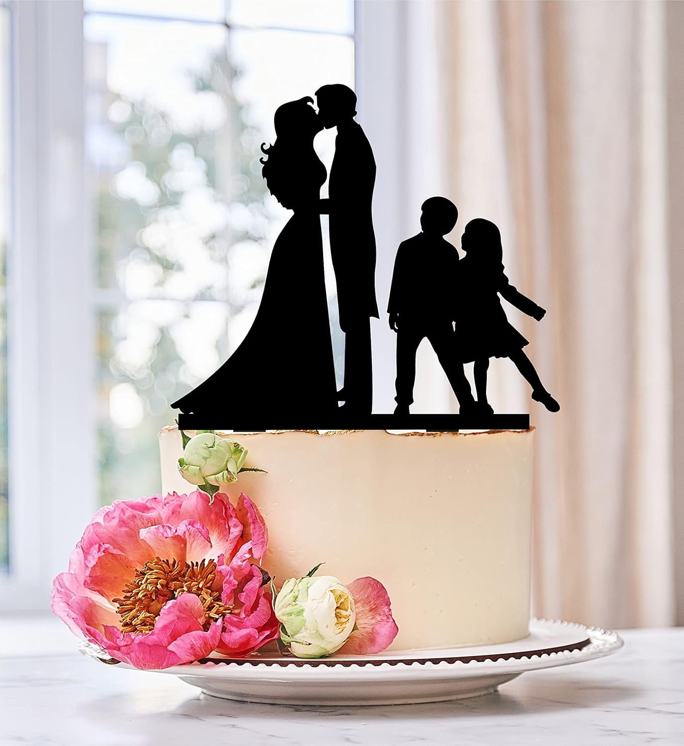 Family Wedding Cake Topper, Bride and Groom two little children, Bride ...
