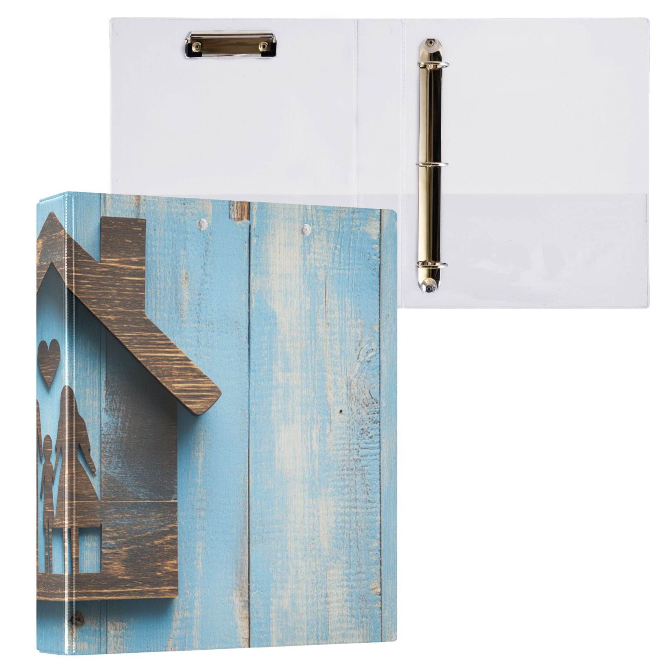 Family Wooden House-shaped Sign Round Ring Binder 3 Rings 1.5" Capacity ...