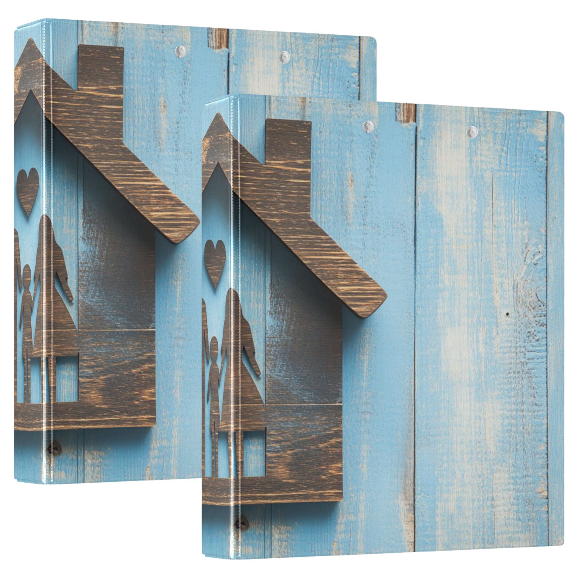 Family Wooden House-shaped Sign Round Ring Binder 3 Rings 1.5" Capacity ...