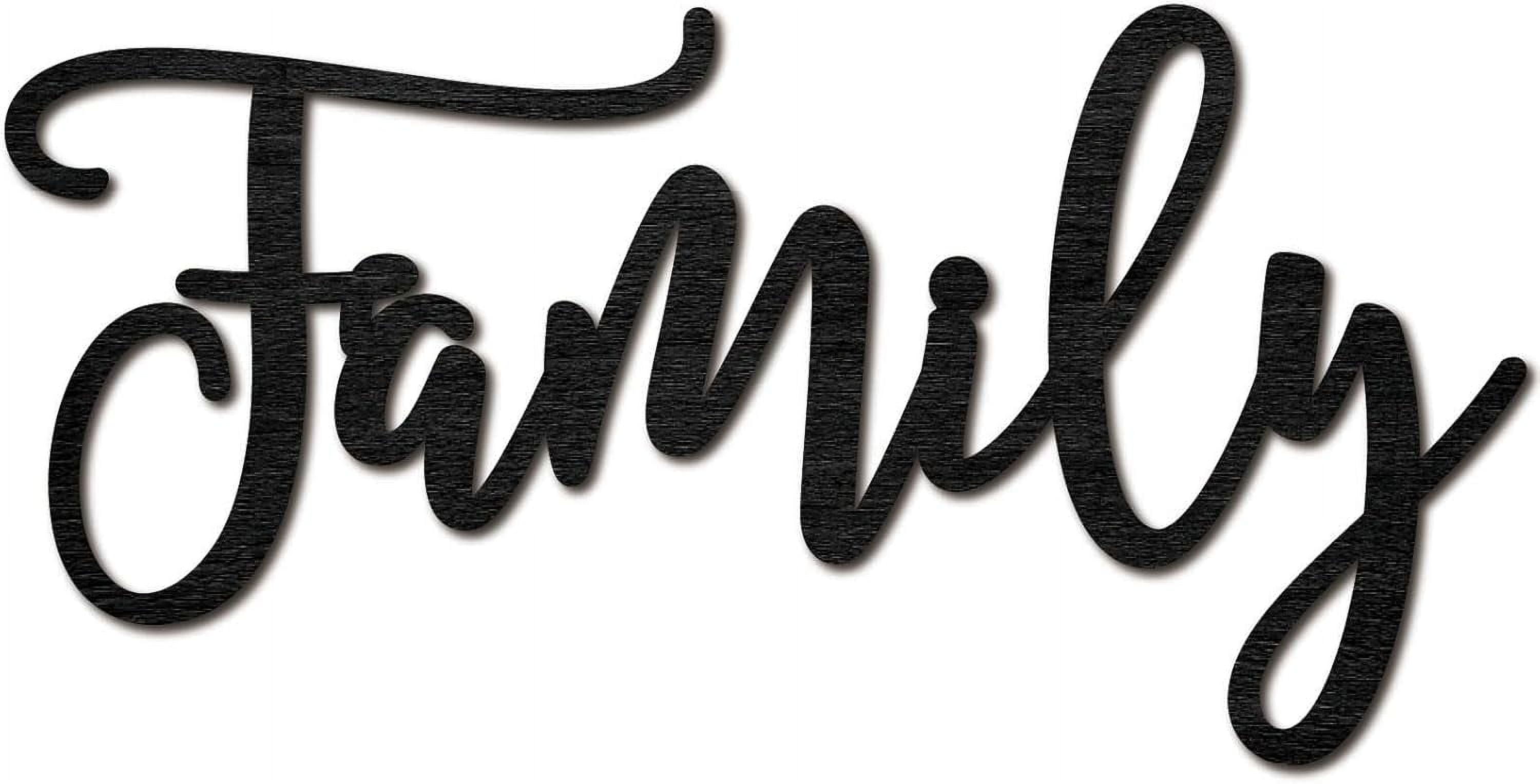 Family Word Cutout Sign Laser Cut Wood Letter Sign Black Wall Decor ...