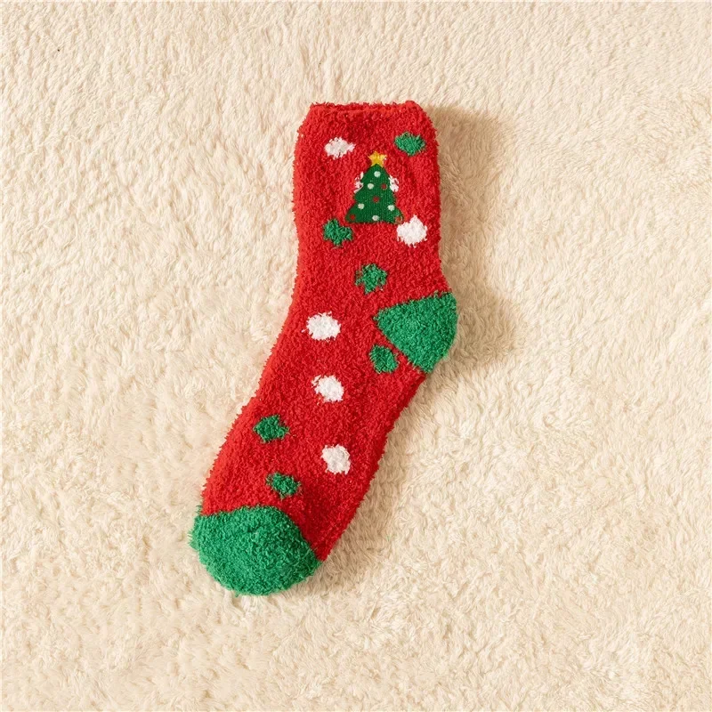 Family matching Christmas Socks Coral Fleece Thickened Warm Socks ...