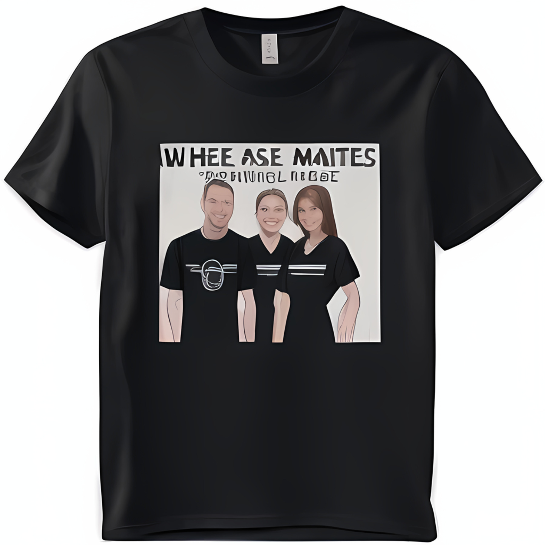 Family of Three Cartoon Artists T-Shirt Design High Detail Vector ...