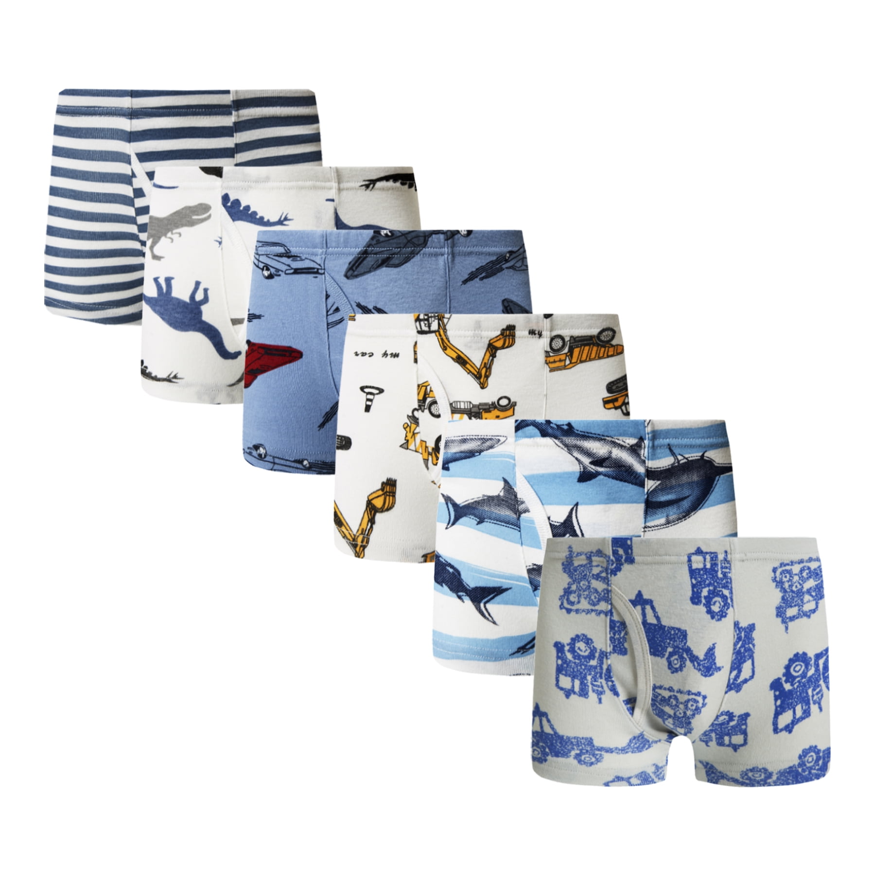 FamilyBlisst‌ Toddler Boys Cotton Boxer Brief Printed Underwear 6-Pack ...