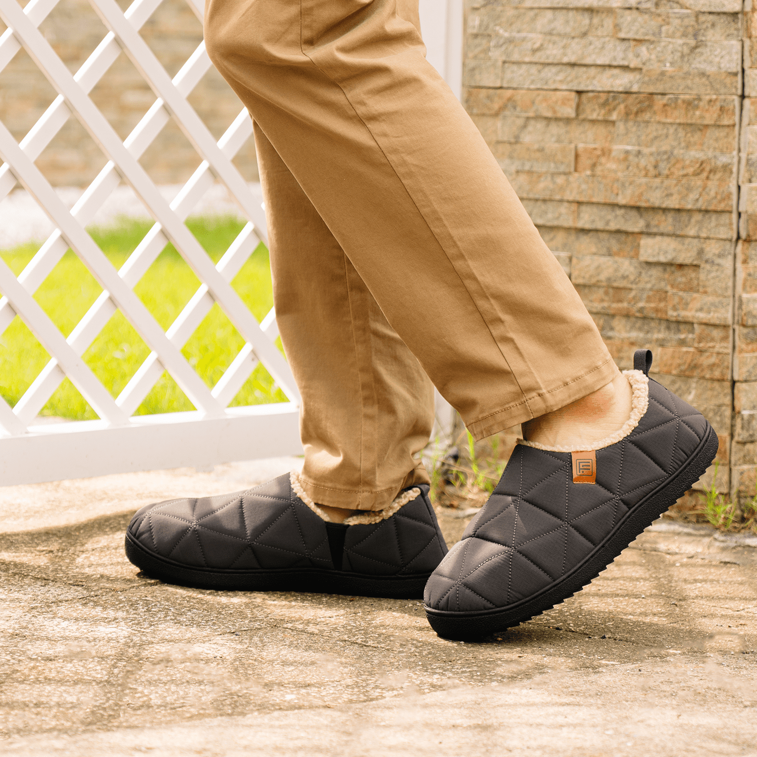 FamilyFairy Men's Quilted Nylon Slippers - Memory Foam Comfort, Non ...