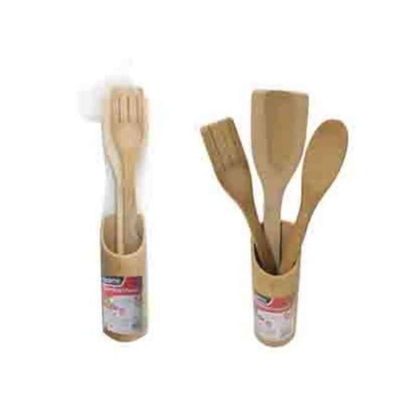 FamilyMaid 13592 11 x 12 in. Bamboo Utensils Set with Holder - 4 Piece ...