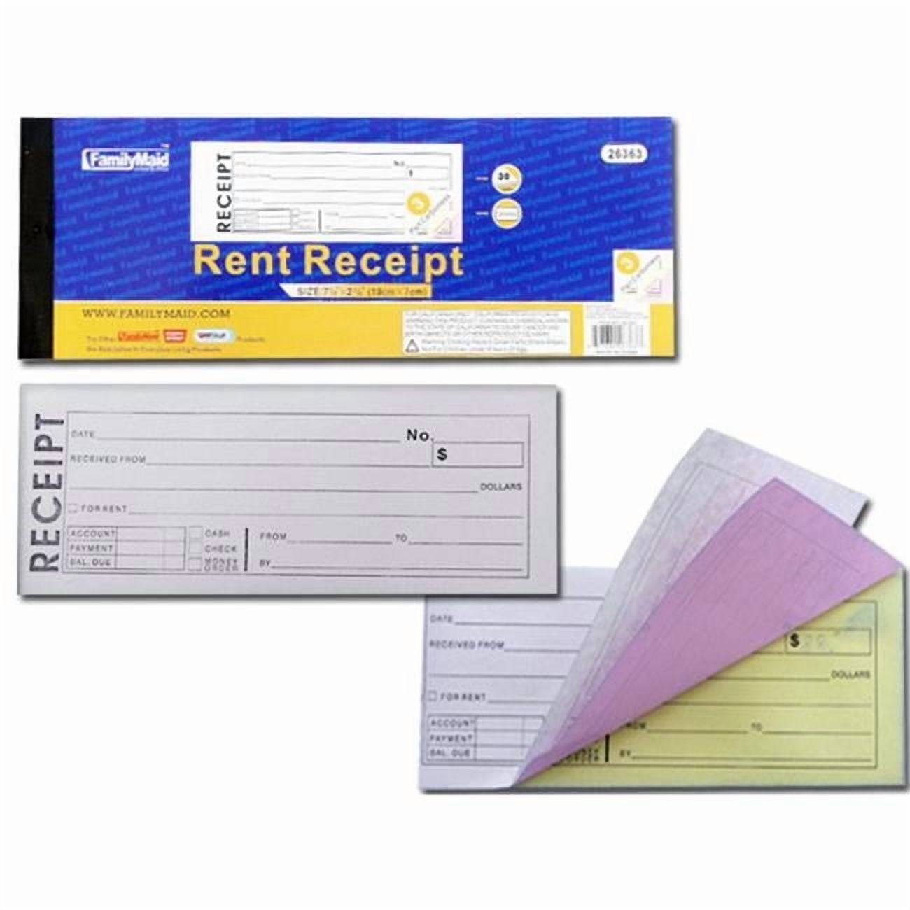 FamilyMaid 26363 2.76 x 7.6 in. 3-Part Rent Receipt Book, 30 per Set ...