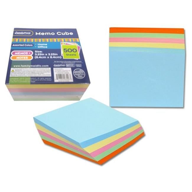 FamilyMaid 26556 3.3 x 3.3 in. Assorted Color Memo Cube, 500 Sheets ...