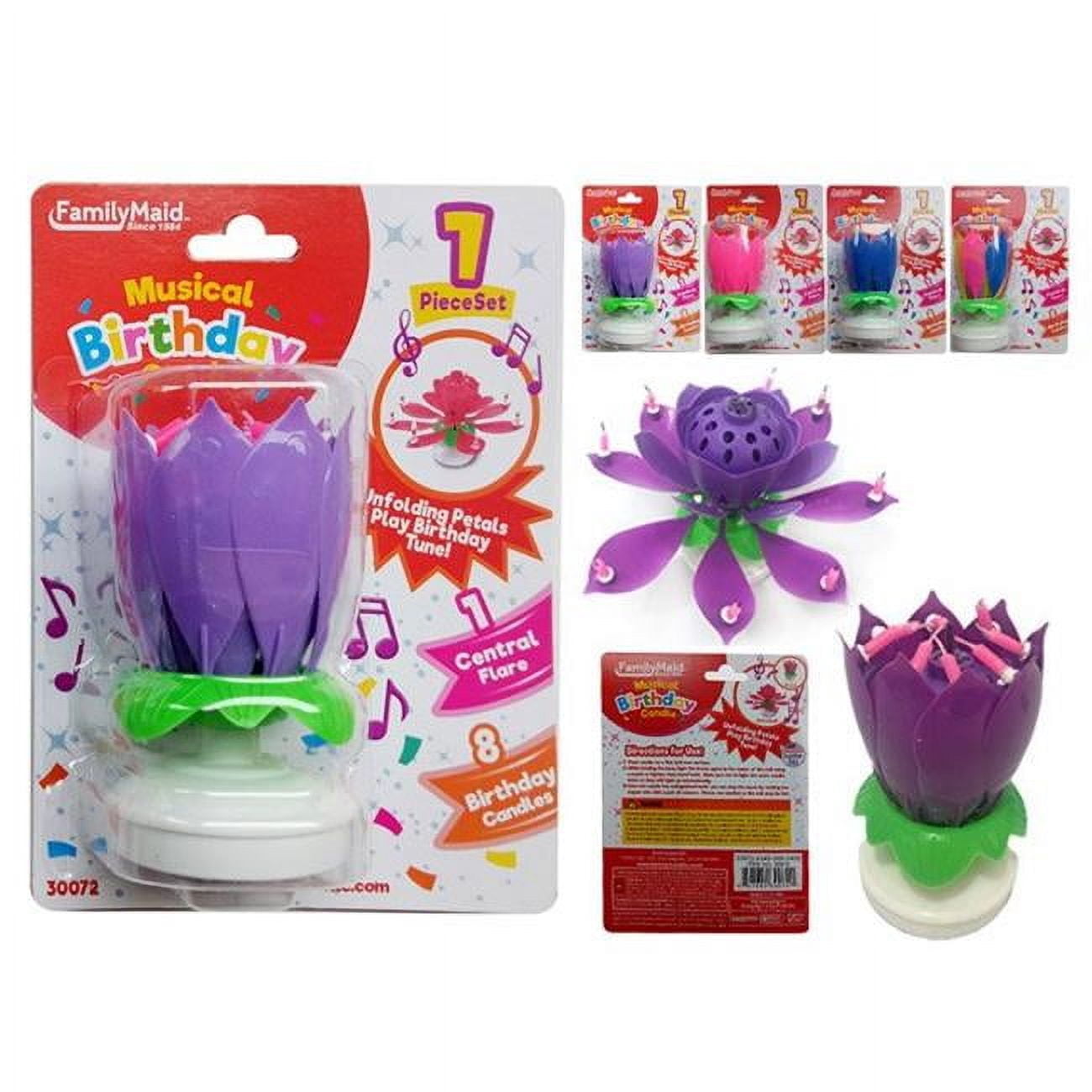 FamilyMaid 7 dia. x 4.25 in. 4 Assorted Color Musical Candle, Pack of ...