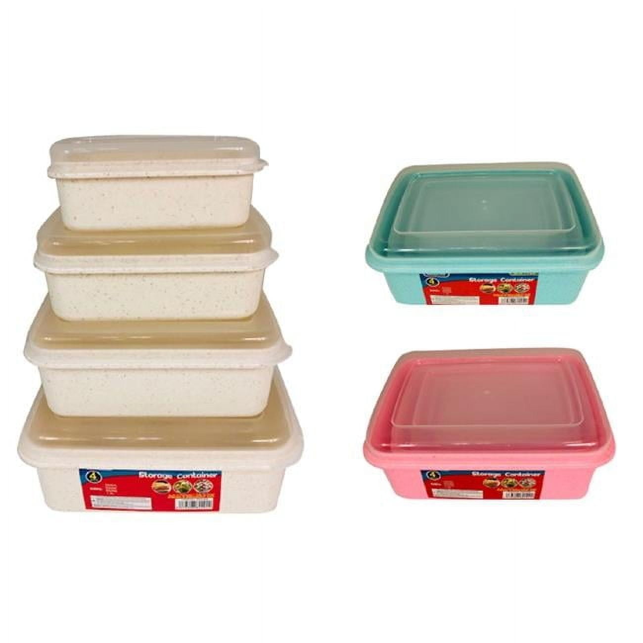 FamilyMaid 88229D Rectangle Food Container, 3 Assorted Color - 4 Piece ...
