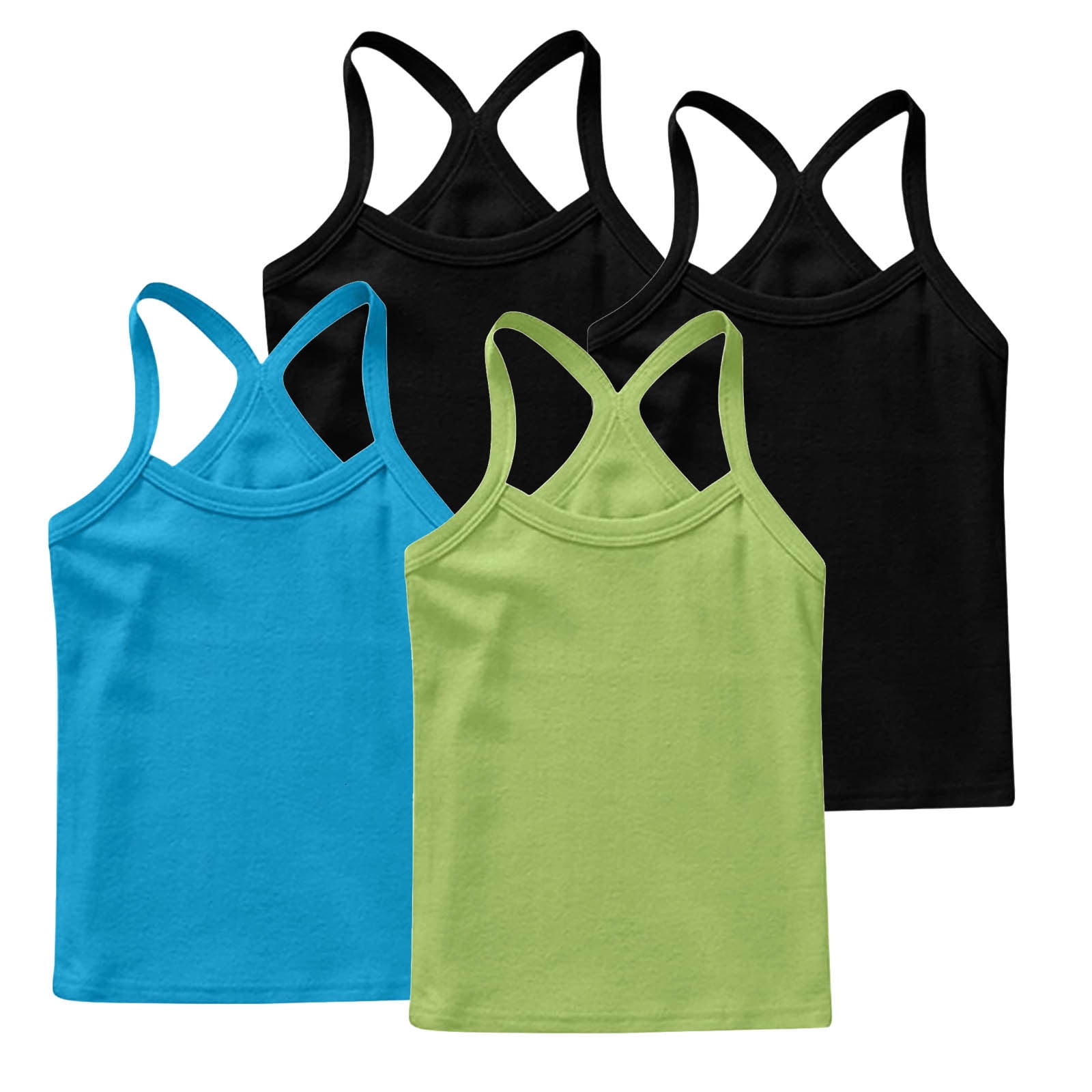FamilyThread 4 Pack Girls Tank Tops Solid Sleeveless Undershirts Scoop ...