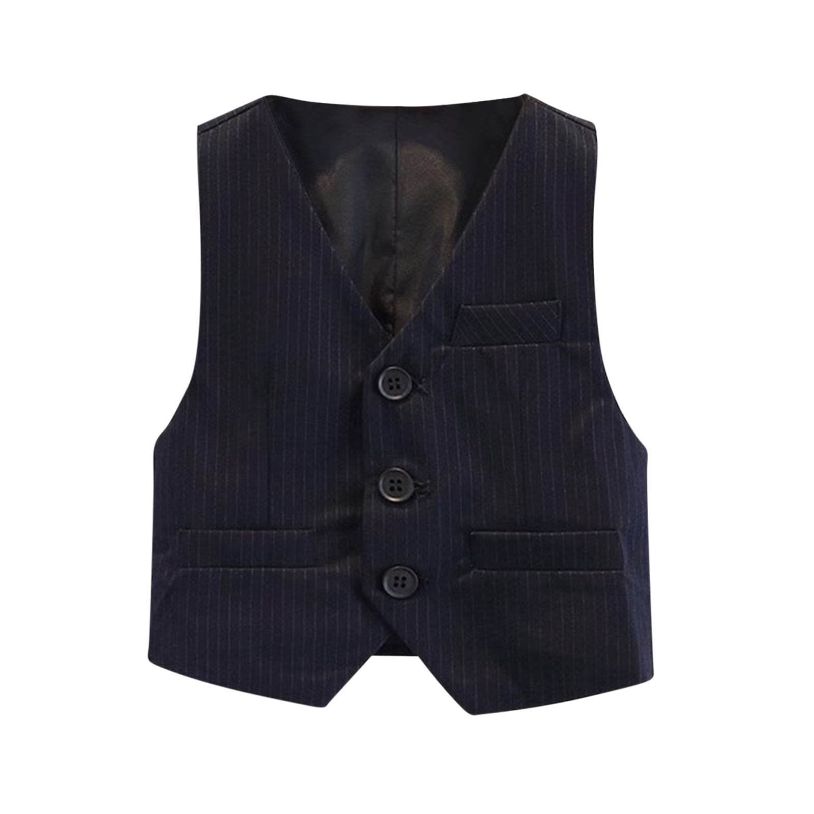 FamilyThread Boy's Striped Formal Suit Vest Suit Vest Solid Color ...