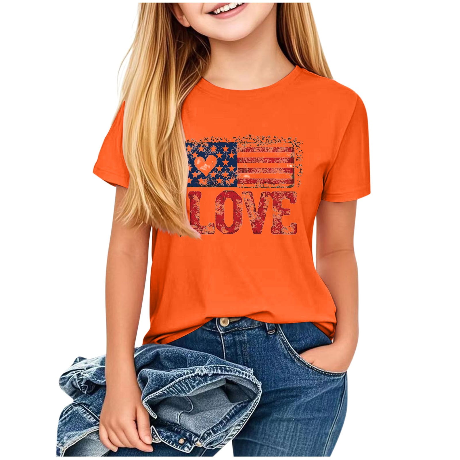 FamilyThread Kids Striped Shirts Short Sleeve Boy Girls July 4th ...