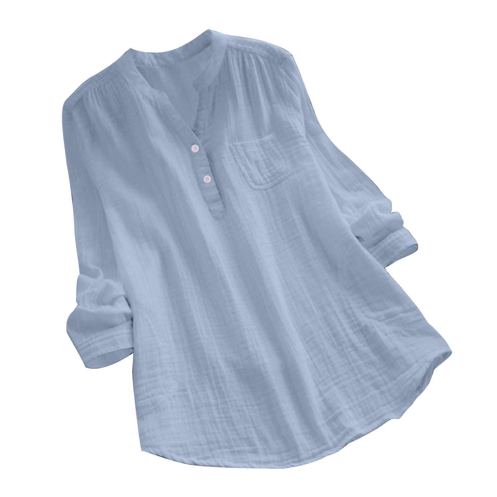 FamilyThread Women's Cotton Linen Button Long Sleeve Shirts Summer ...