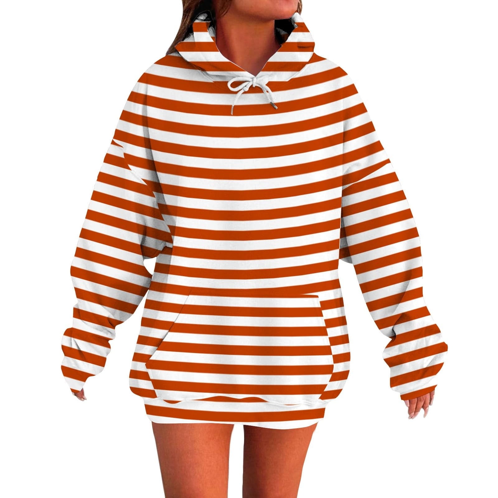 FamilyThread Women's Long sleeves Color Block Hoodie Loose Tops Fashion ...
