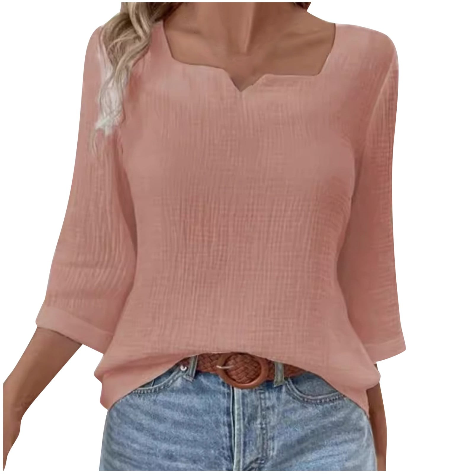 FamilyThread Womens V Neck Long Sleeve Shirts Banded Bottom Cute Loose ...