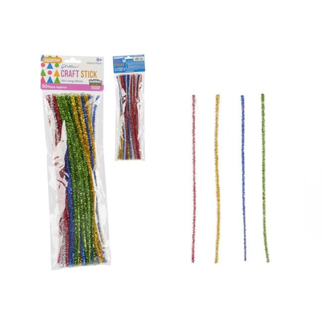 Familymaid 23219 12 in. Craft Stick Glitter, Chenille Stem - 50 Piece ...