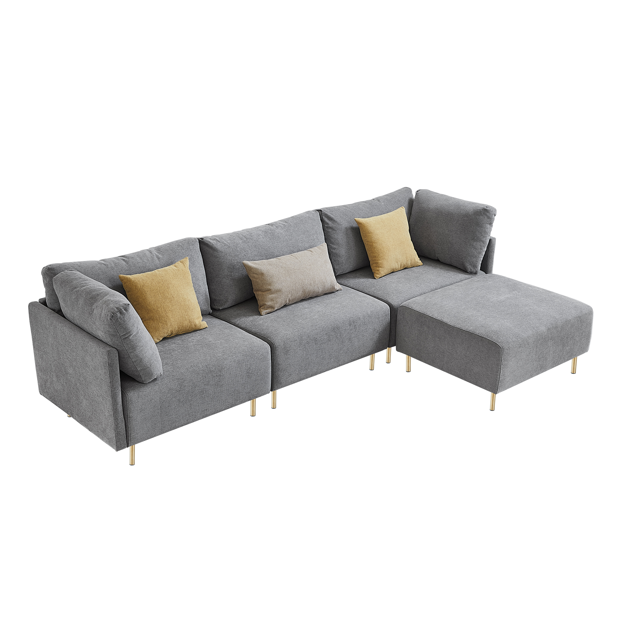 Familymill Large Modern 108'' Fabric L-Shaped Modular Sectional Sofa ...