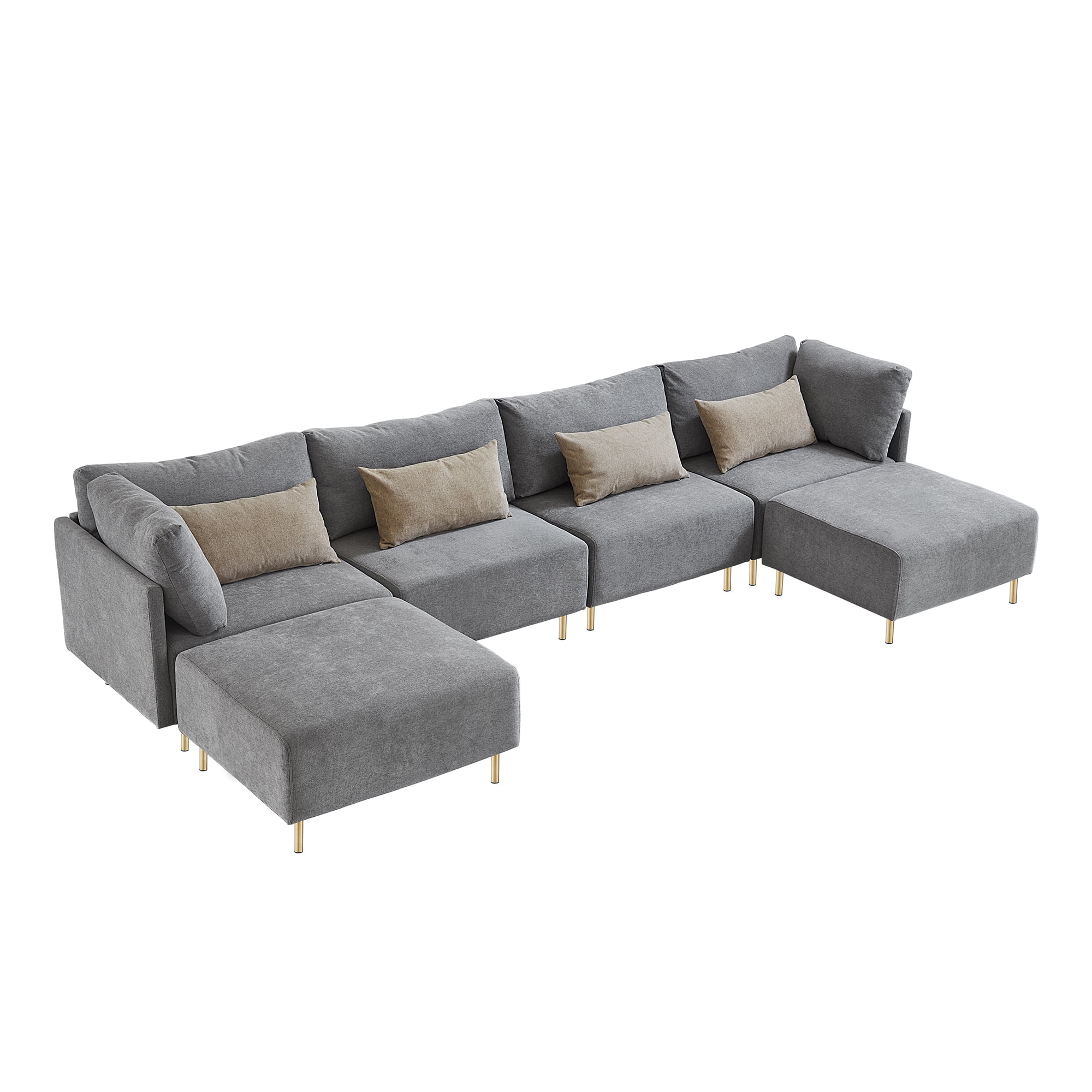 Familymill 143'' U-Shaped Fabric Modular Sectional Sofa Couch with 2 ...