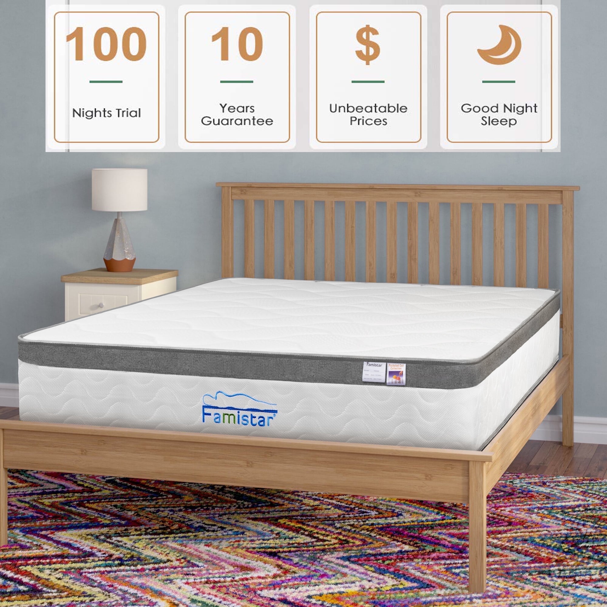 "Famistar 11"" King Size Firm Innerspring Mattress, Hybrid Memory Foam ...